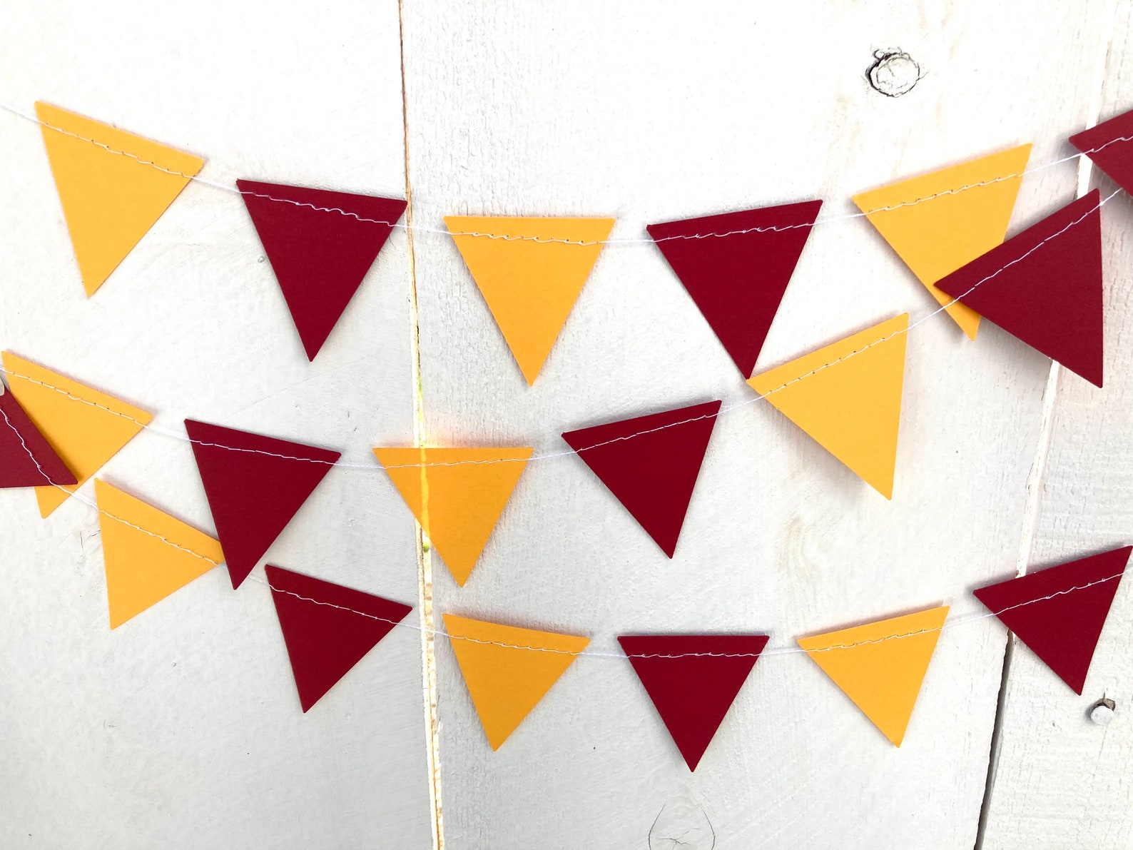 Maroon and Gold Graduation Party Bunting, Burgundy and Yellow Triangle ...
