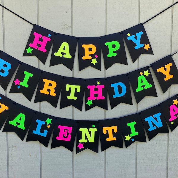 Neon Birthday Banner - Etsy
