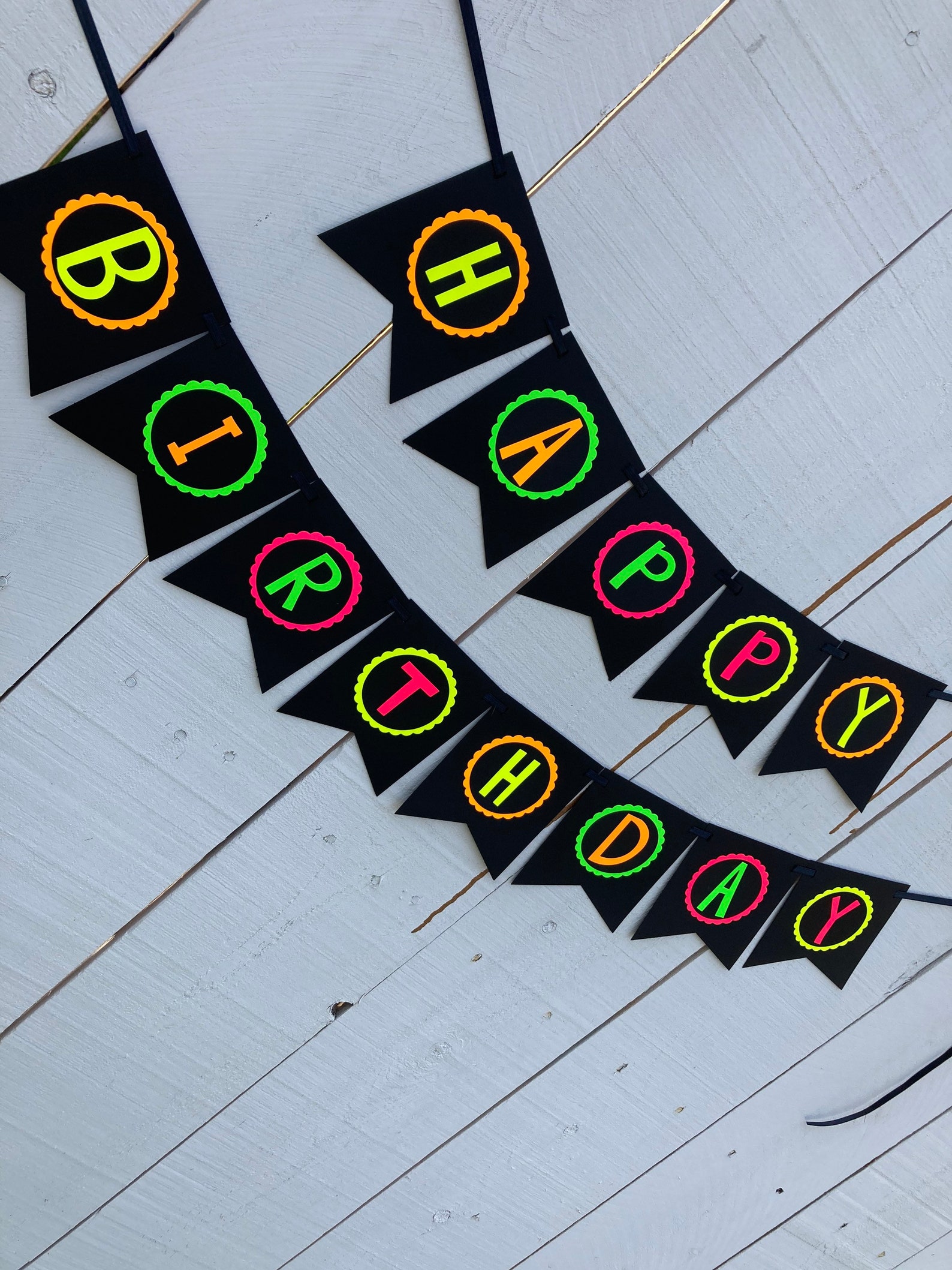 Neon Birthday Banner Glow Party Banner 80s Birthday Party | Etsy