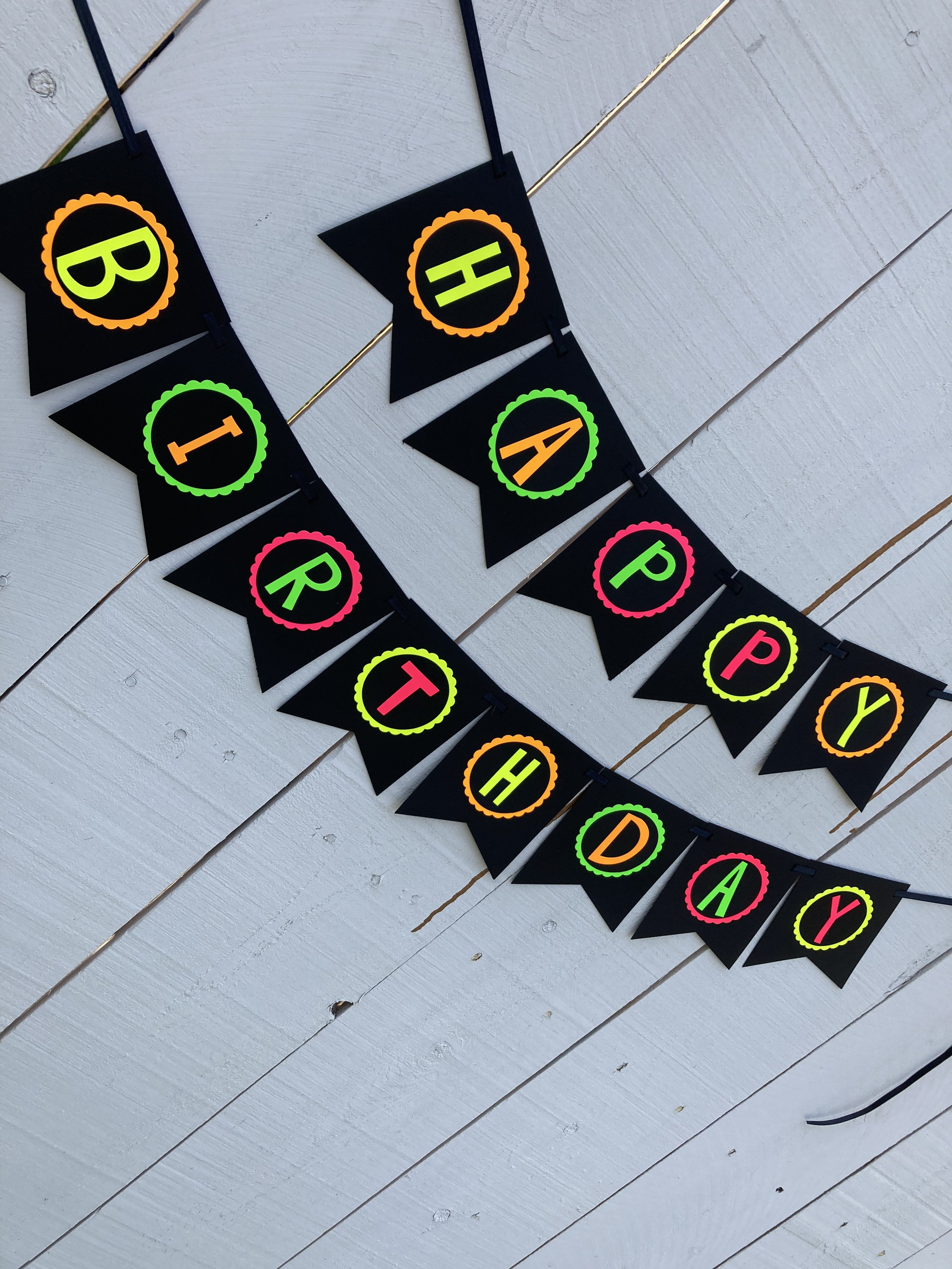 Neon Birthday Banner Glow Party Banner 80s Birthday Party | Etsy