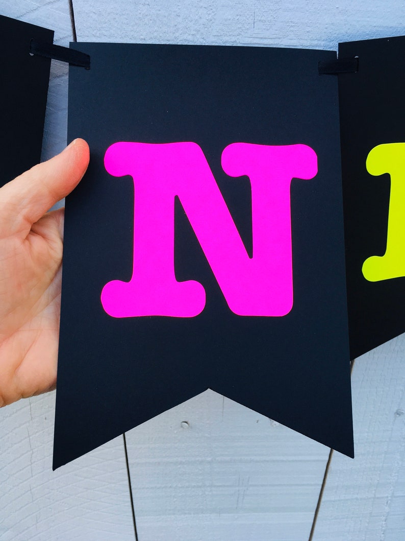 Large Neon Birthday Banner Glow Party Banner Custom Neon | Etsy