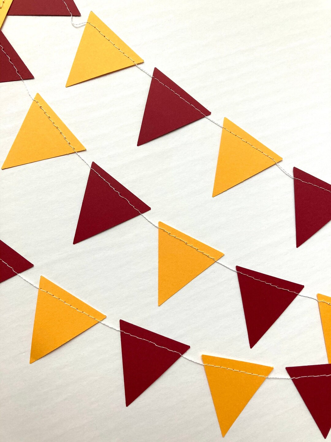 Maroon and Gold Graduation Party Bunting, Burgundy and Yellow Triangle ...