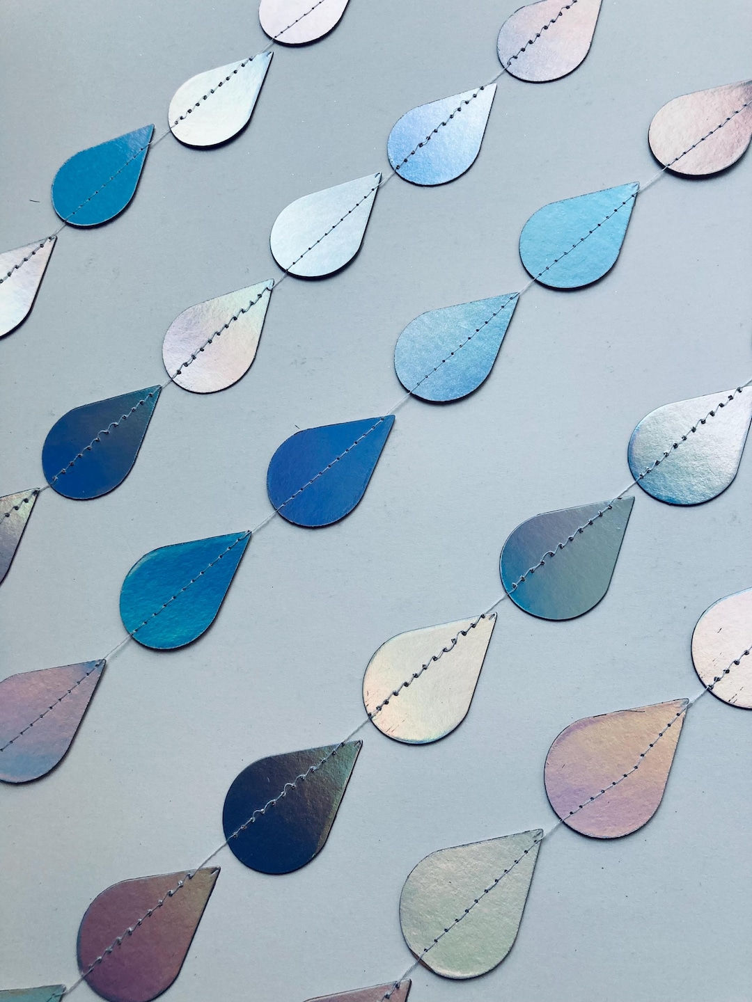 Iridescent Raindrop Garland, Holographic, Baby Sprinkle Decor, Baby ...