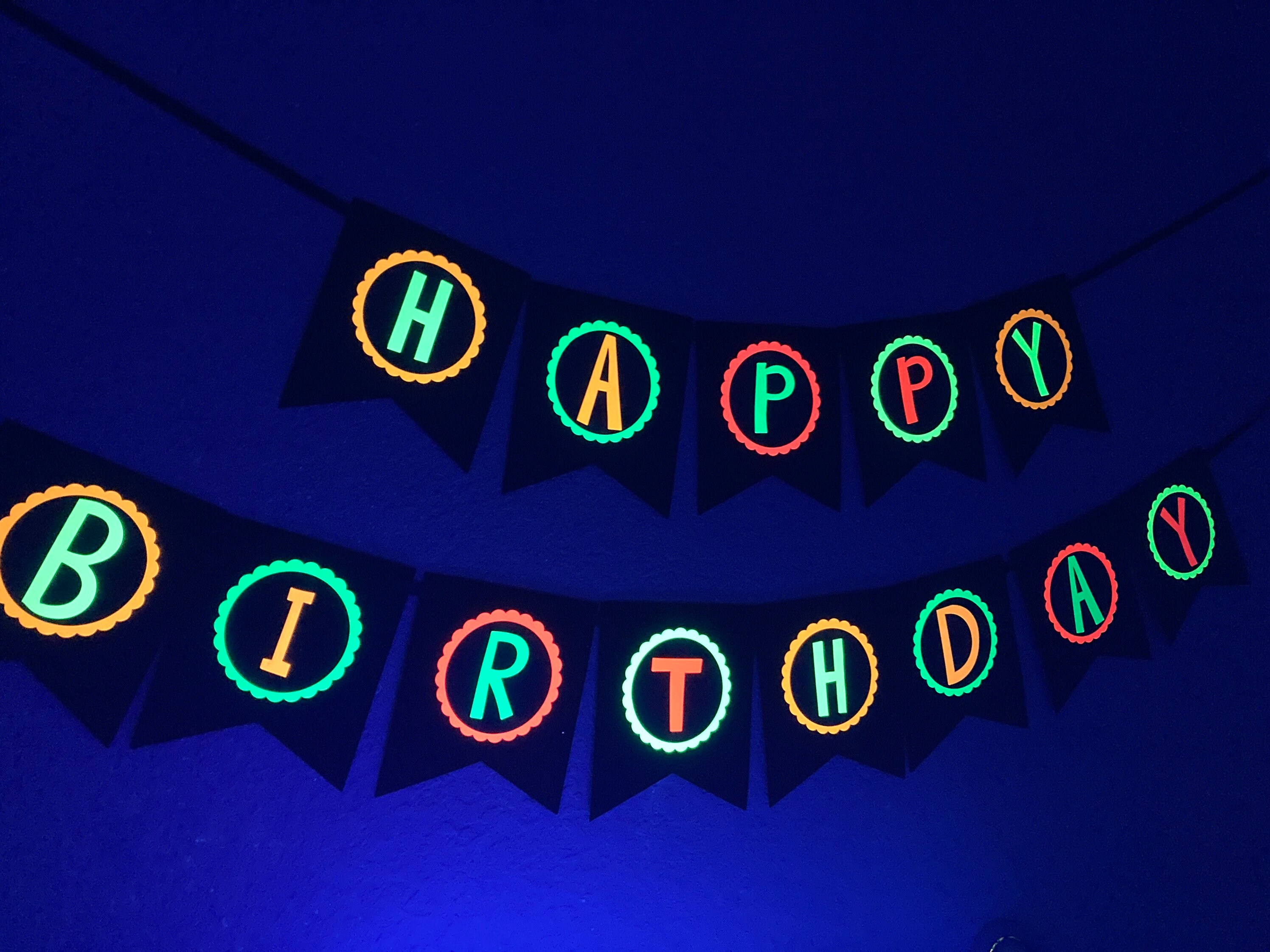 Neon Birthday Banner Glow Party Banner 80s Birthday Party | Etsy