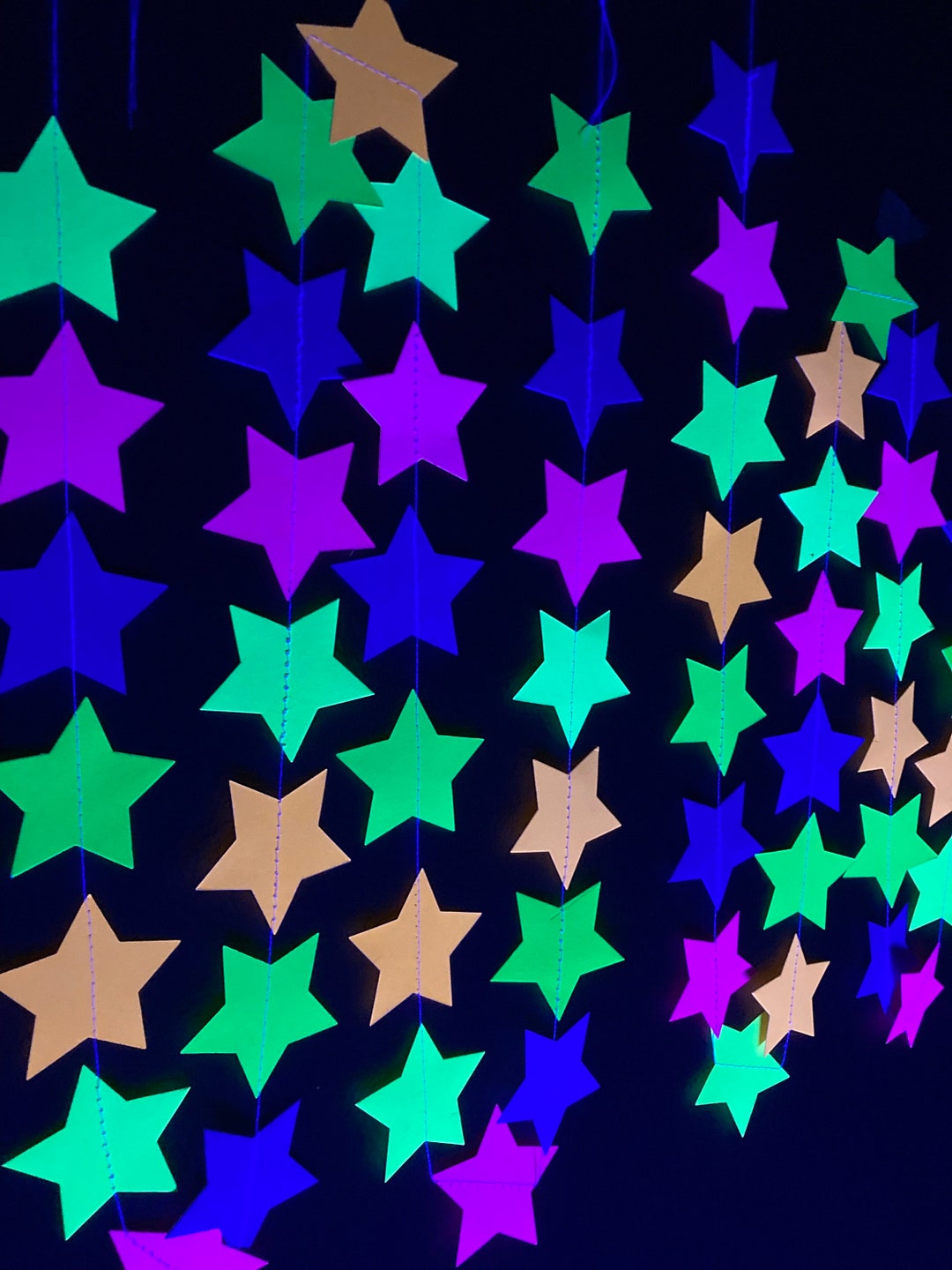 Glow Party Decorations, Neon Star Garland, Black Light Party Decor ...