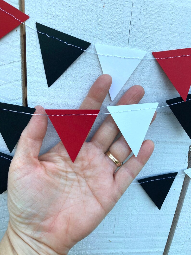 Graduation Decor Red and Black Graduation Garland Triangle - Etsy