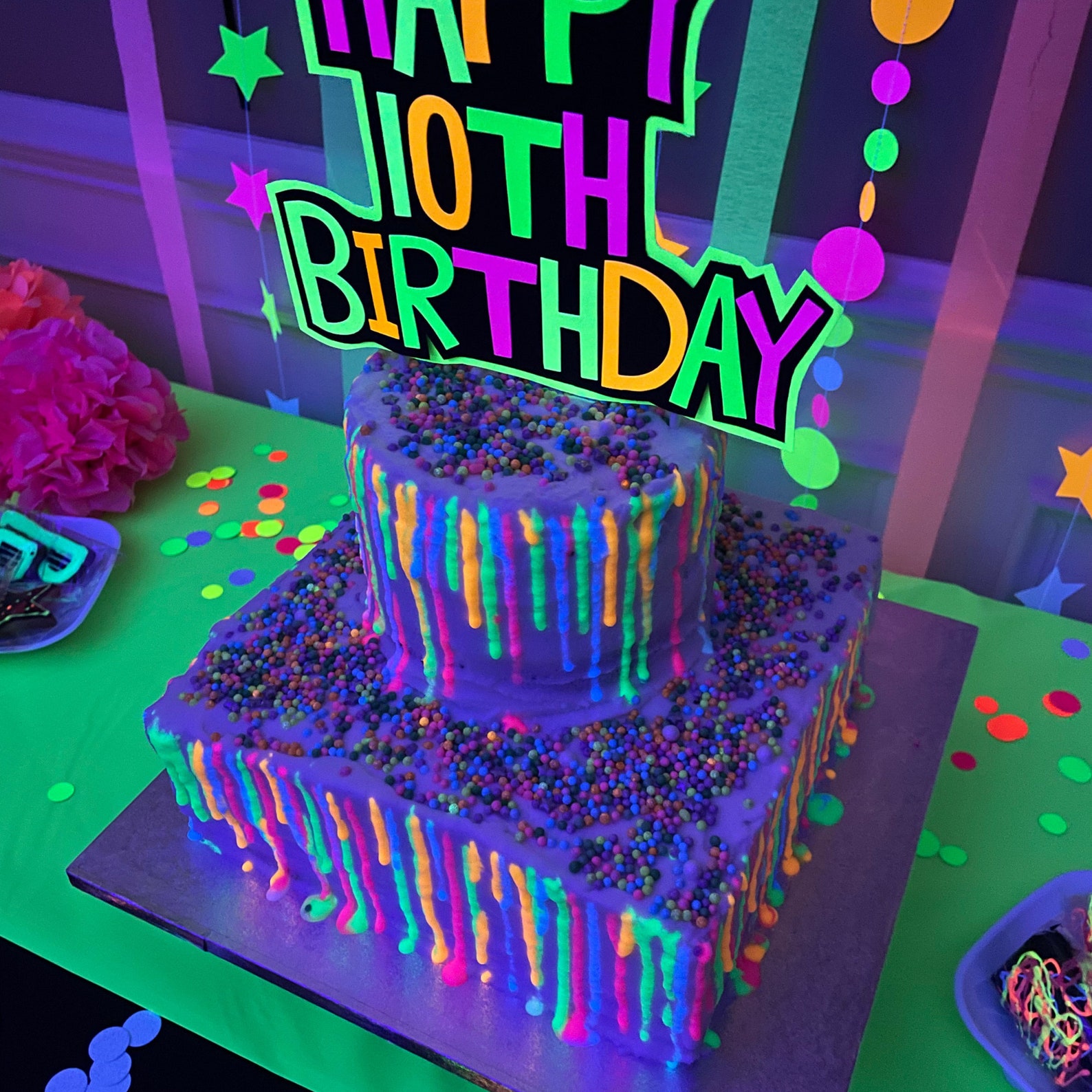 Neon Confetti Glow Party Confetti UV Reflective Decor Glow - Etsy