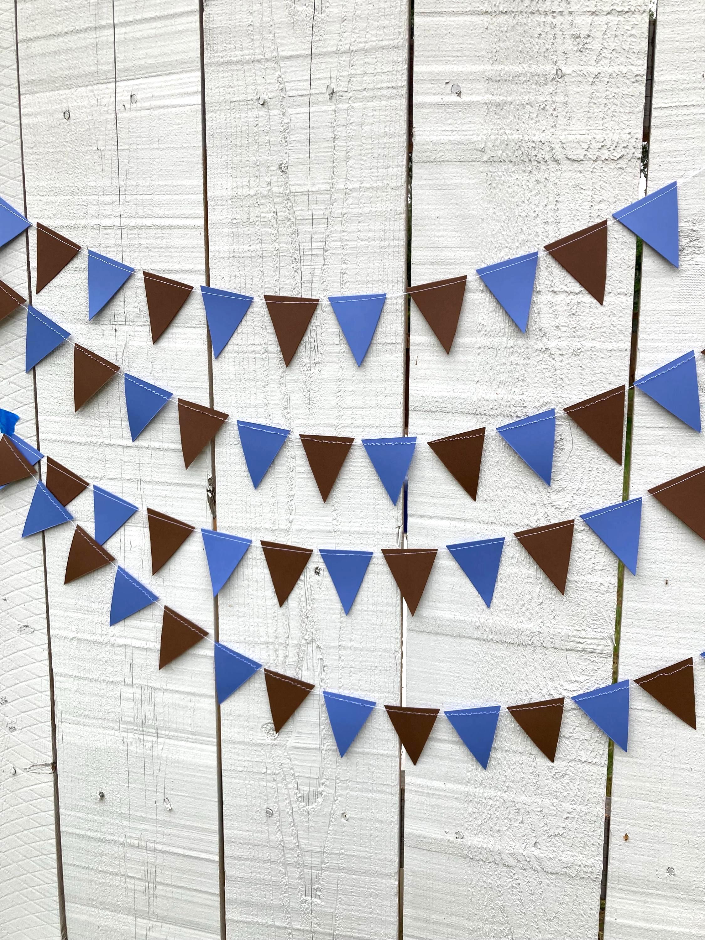 Tufts University Graduation Party Garland, Blue and Brown Triangle ...