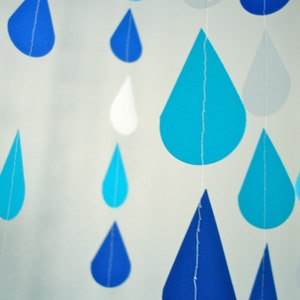 Blue and Turquoise Raindrops, Raindrop Garland, Baby Sprinkle ...