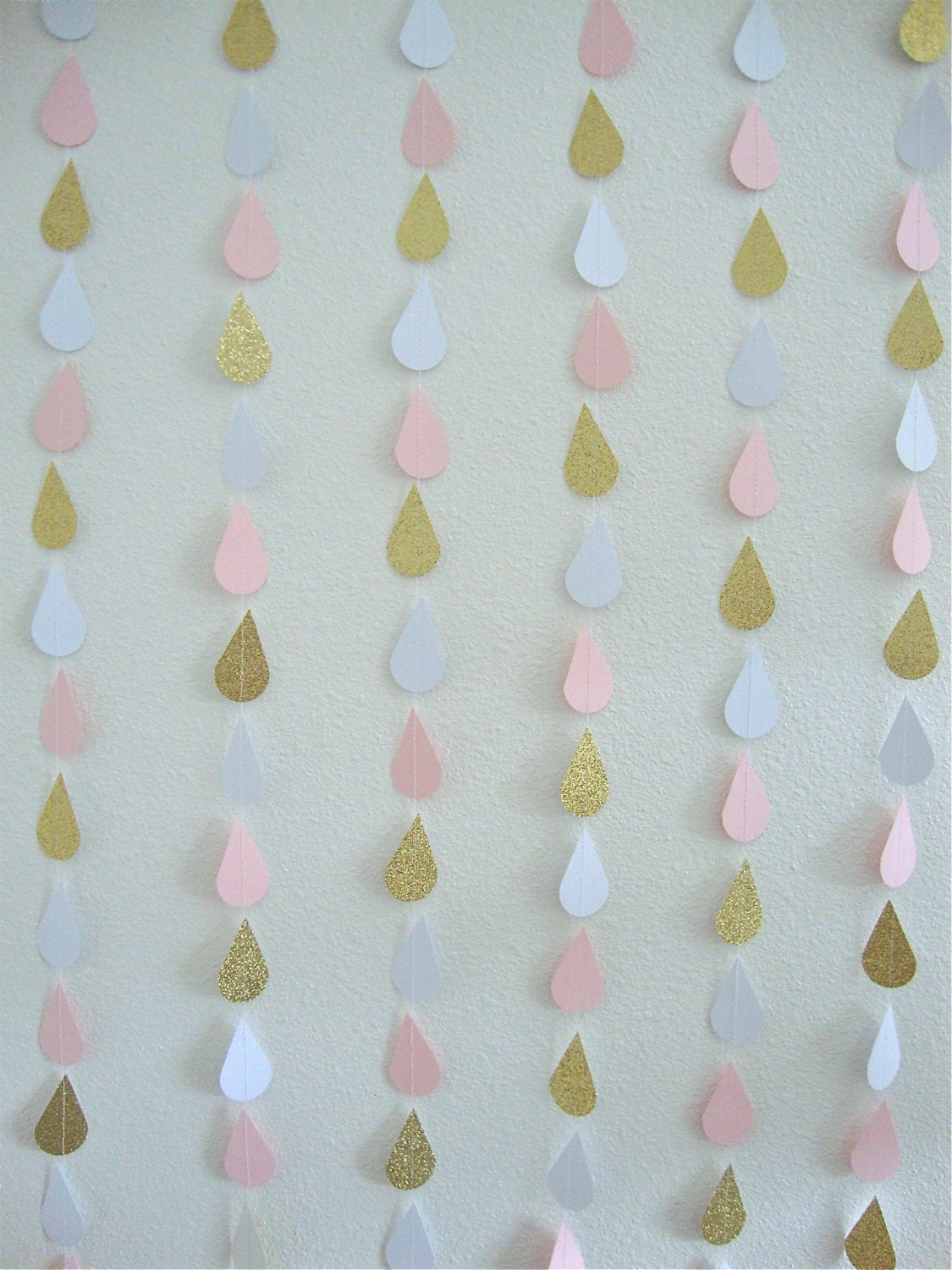 Pink and Gold Raindrop, Baby Sprinkle Garland, Shower Decoration ...