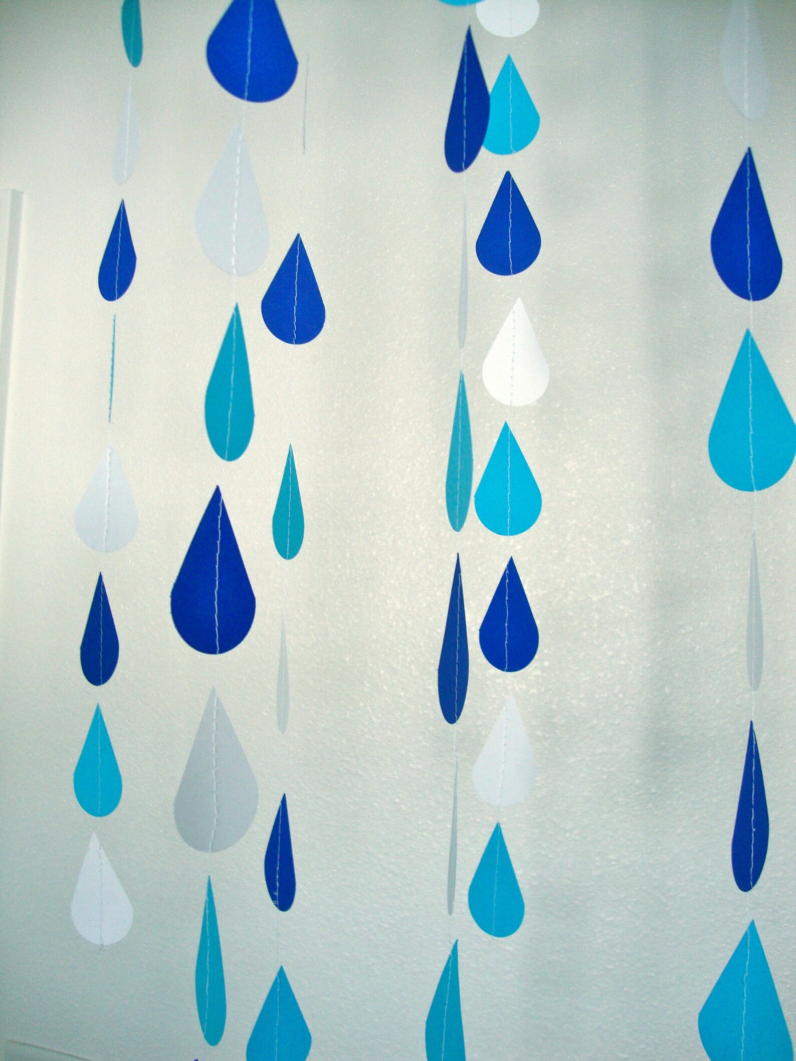 Blue and Turquoise Raindrops, Raindrop Garland, Baby Sprinkle ...