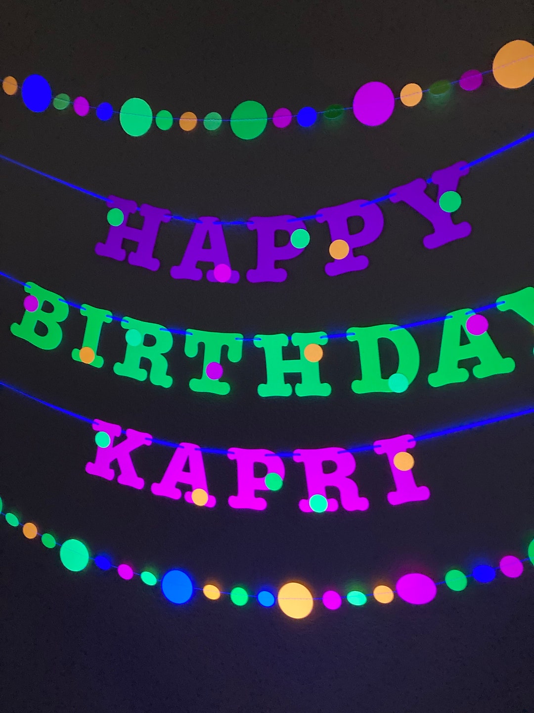 Glow Party Birthday Banner, Neon Fluorescent Birthday Banner With ...