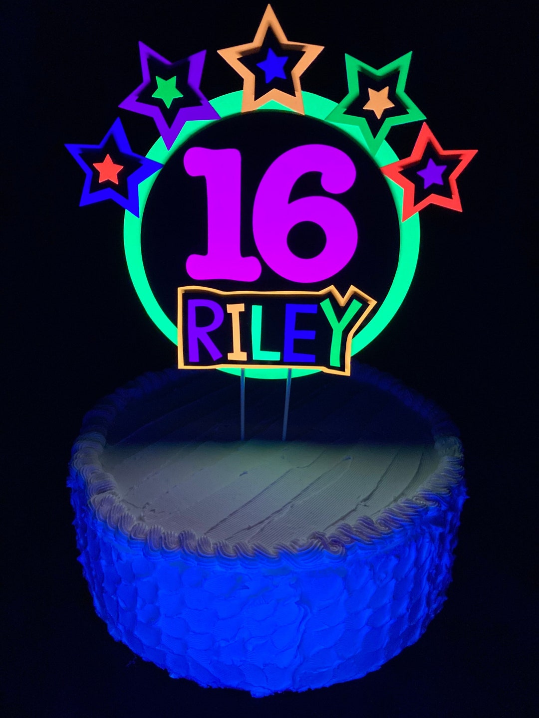 Glow Party Cake Topper, Neon Cake Topper, Birthday Cake Decor ...
