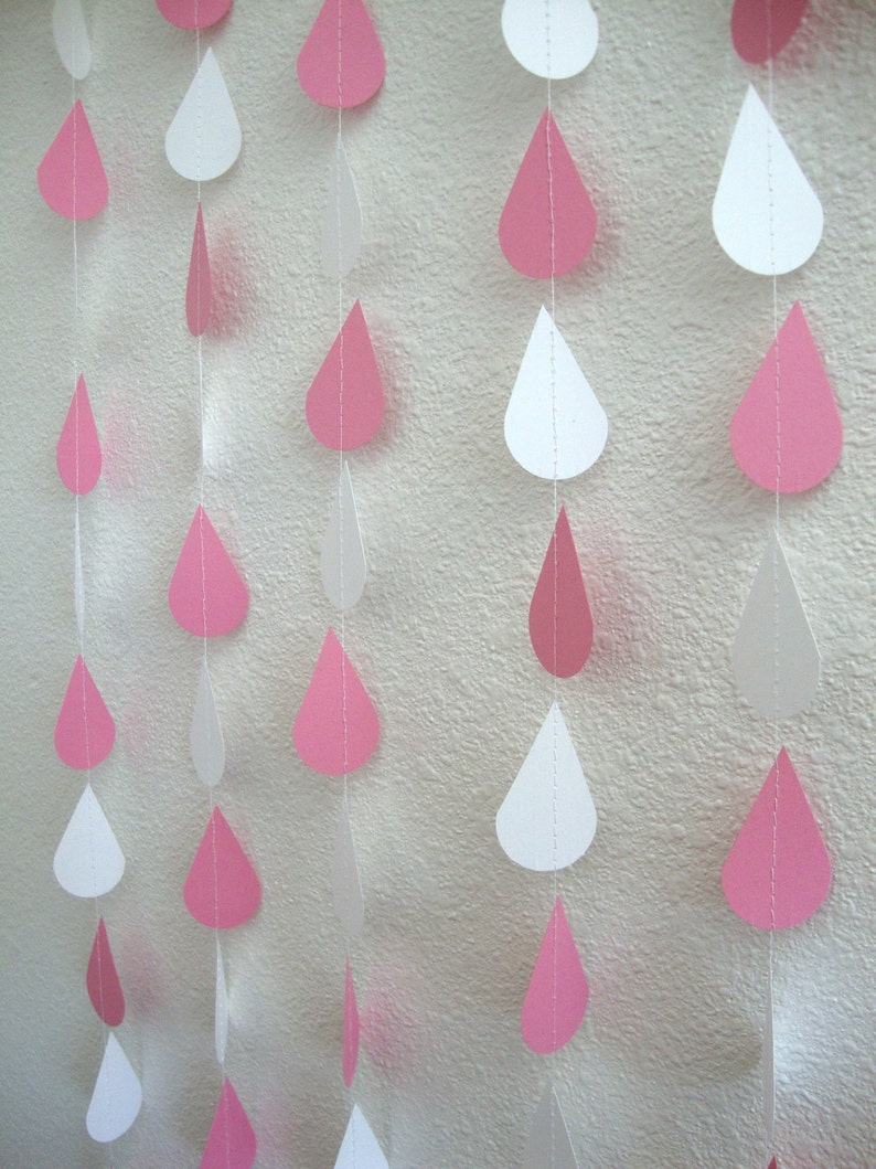 Baby Shower Decor Raindrop Garland Pink and White Raindrops - Etsy