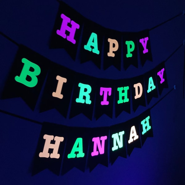 Neon Birthday Banner - Etsy