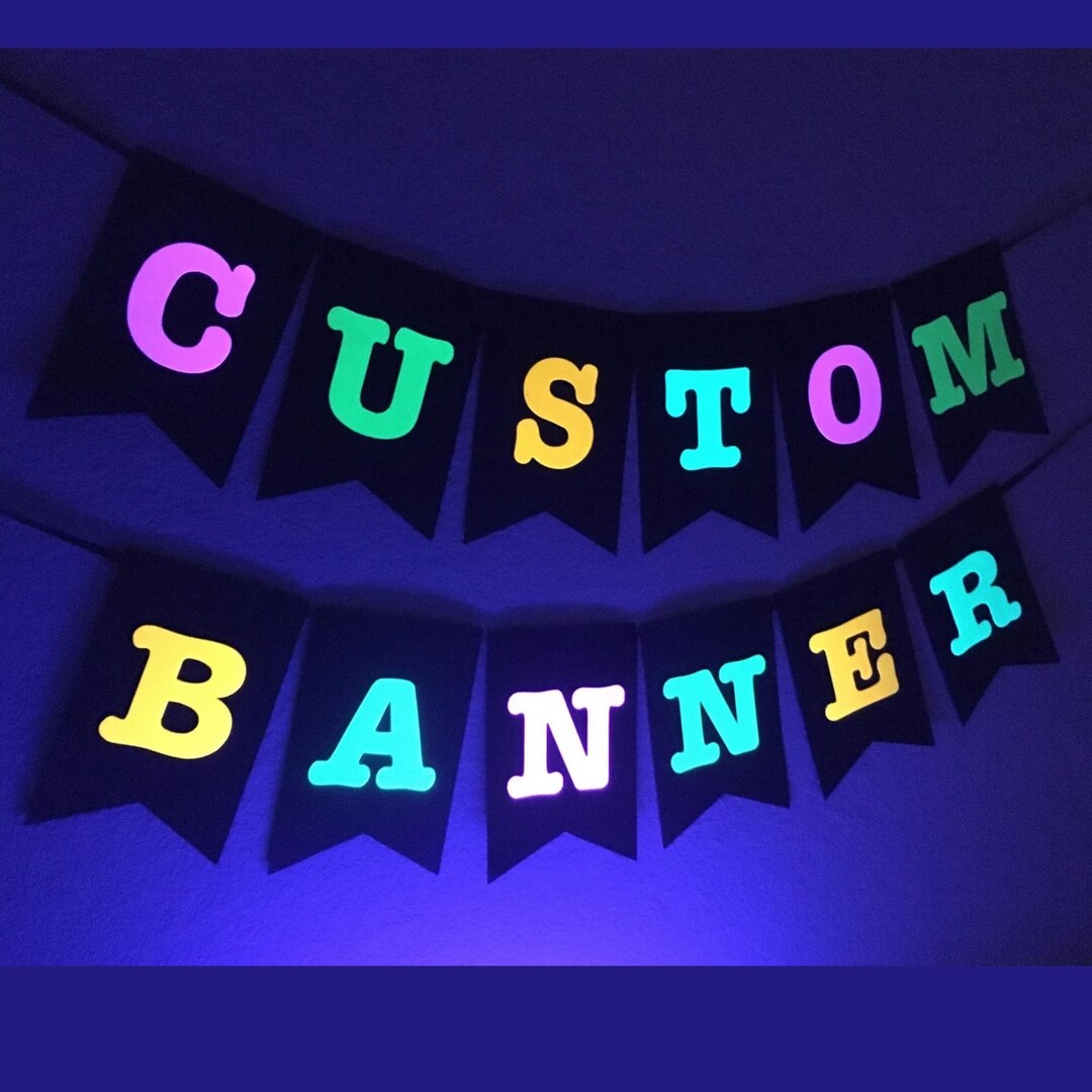 Large Neon Glow Party Banner With Custom Wording, Personalized Birthday ...