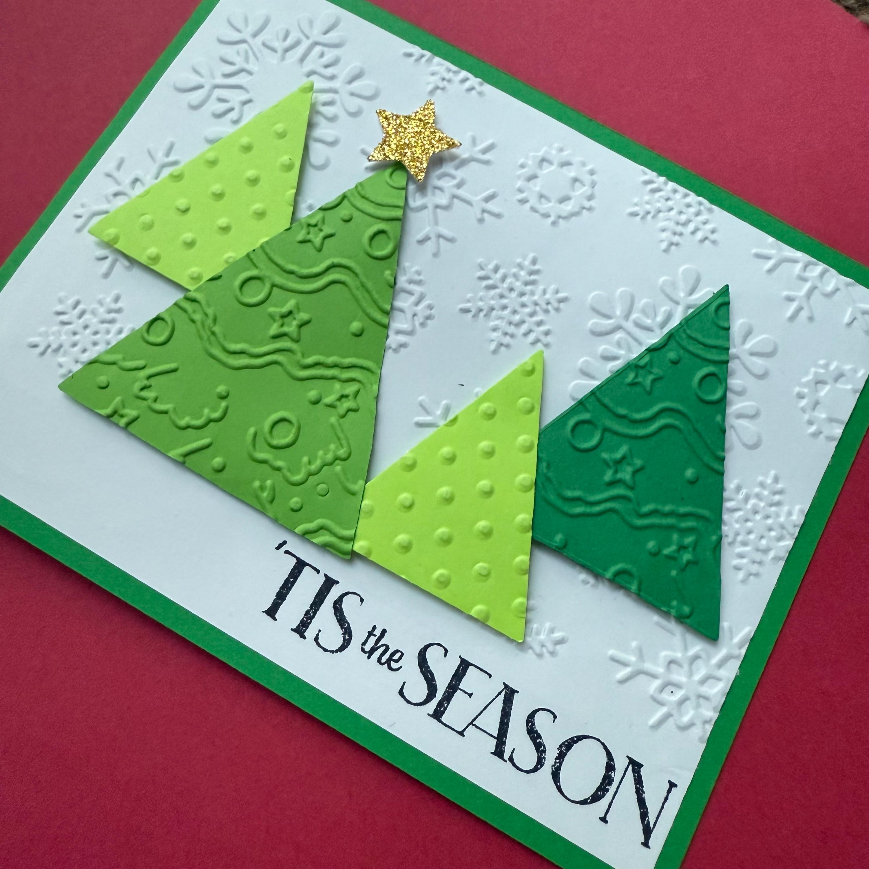 Handmade Christmas Card Kit: Embossed Christmas Tree Card Set, DIY ...