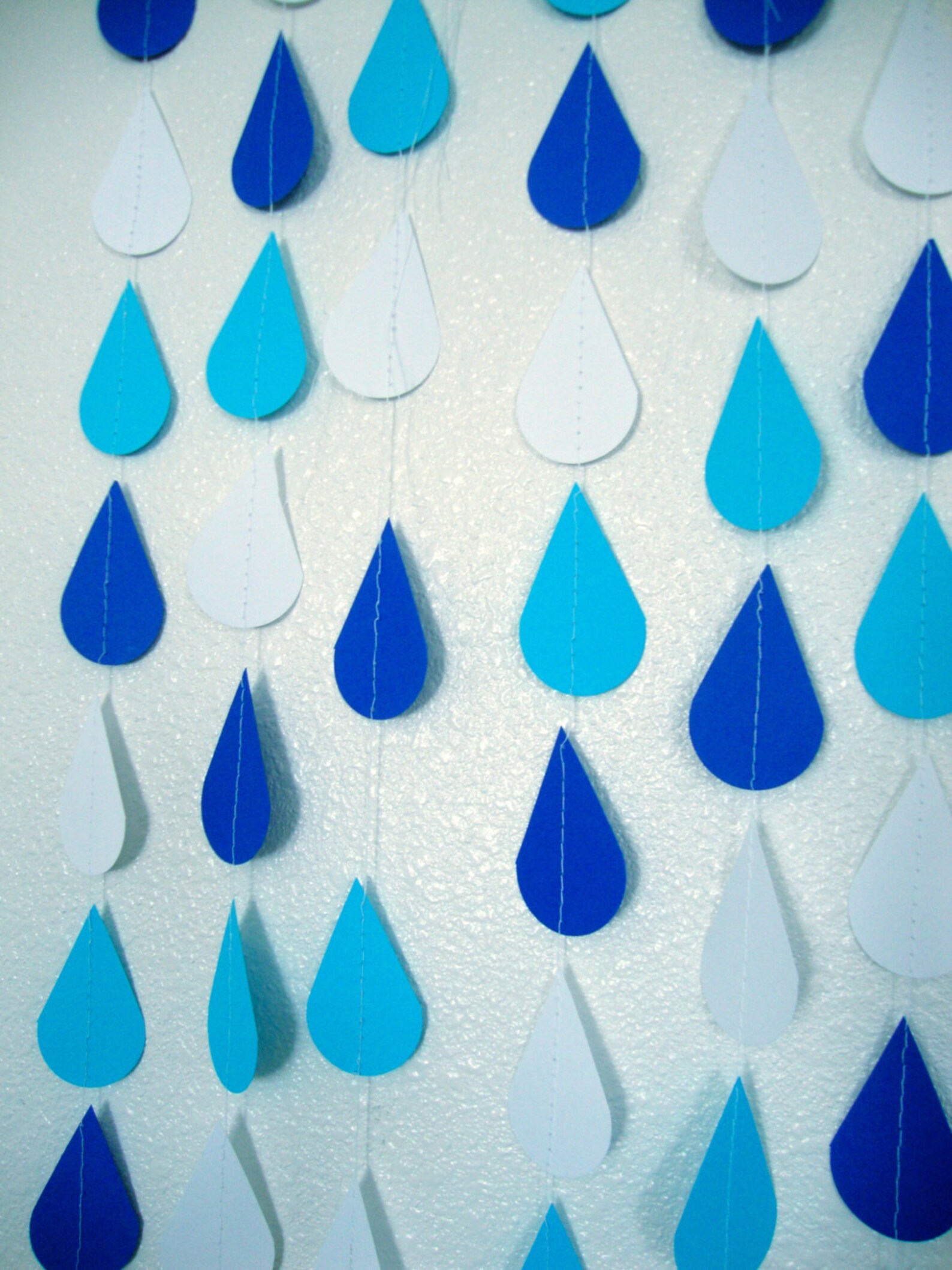 Blue and Turquoise Raindrops, Raindrop Garland, Baby Sprinkle ...