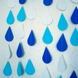 Blue and Turquoise Raindrops, Raindrop Garland, Baby Sprinkle ...