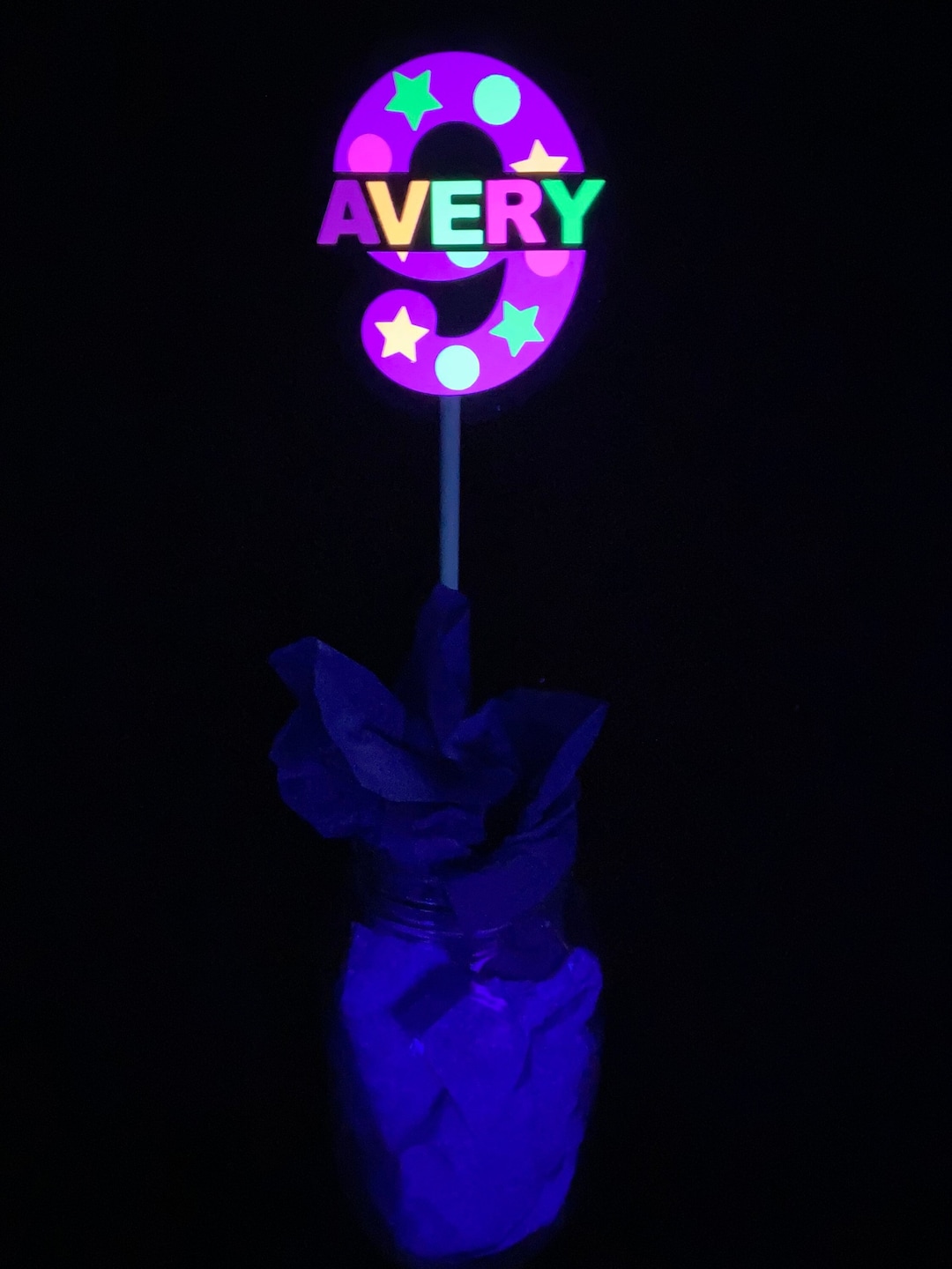Glow Birthday Centerpiece, Glow Party Table Decorations, Neon Decor ...