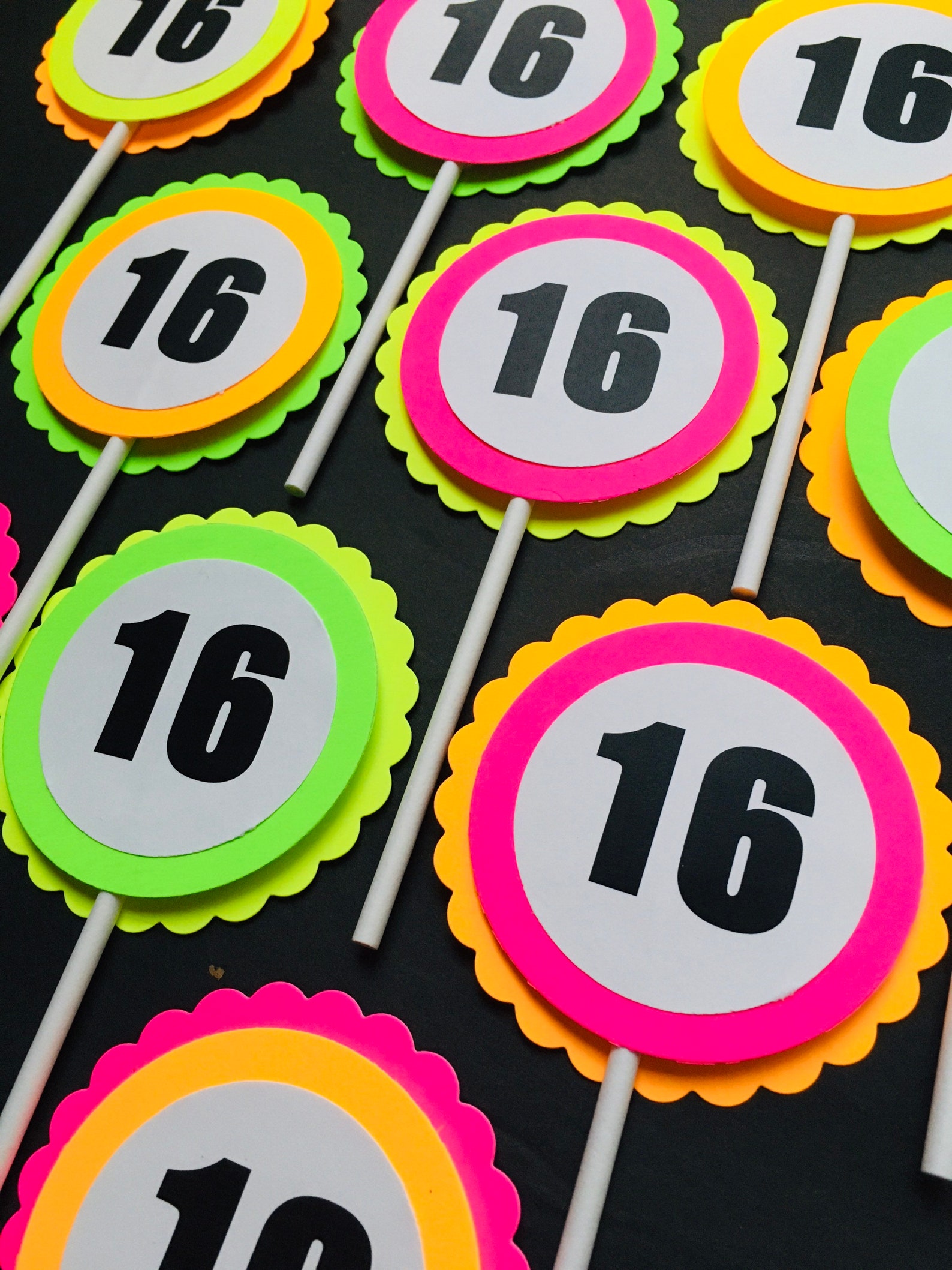 Neon Cupcake Toppers Custom Message Toppers Glow Party Glow | Etsy