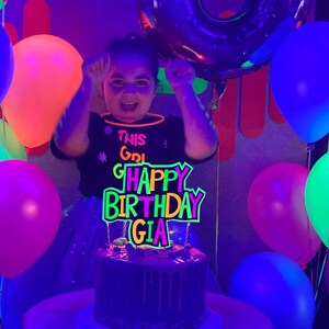 Glow Party Cake Topper, Neon Birthday Cake Topper, Personalized Cake ...