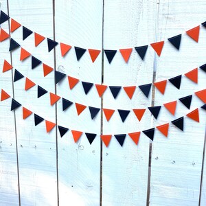 Black and Orange Back to School Decor, Triangle Bunting, College Send ...