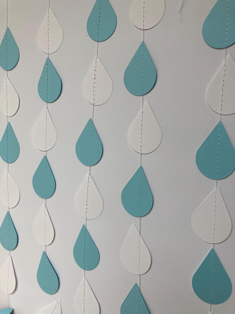 Blue and White Raindrop Garland, Boy Baby Shower, Dangling Paper ...