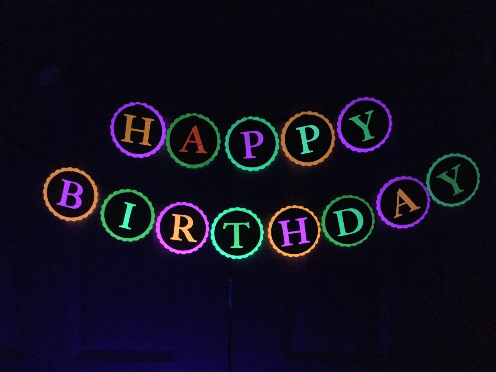Glow Party Neon Black Light HAPPY BIRTHDAY Banner - Etsy