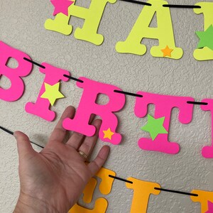 Star Glow Party Birthday Banner, Happy Birthday, Neon Sign, UV ...