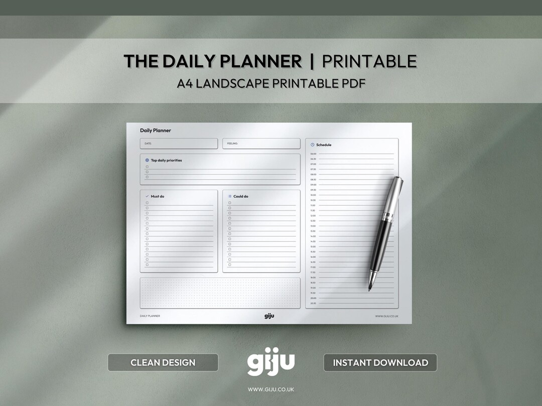 Daily Planner Printable - PDF Printable, Digital Printable Productive ...