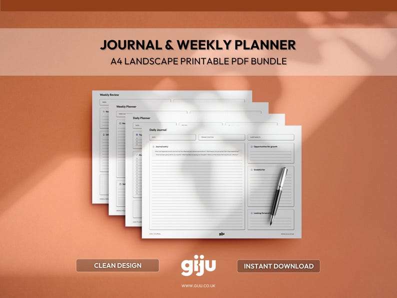 Journal & Weekly Planner Bundle - PDF Printable, Digital Printable ...