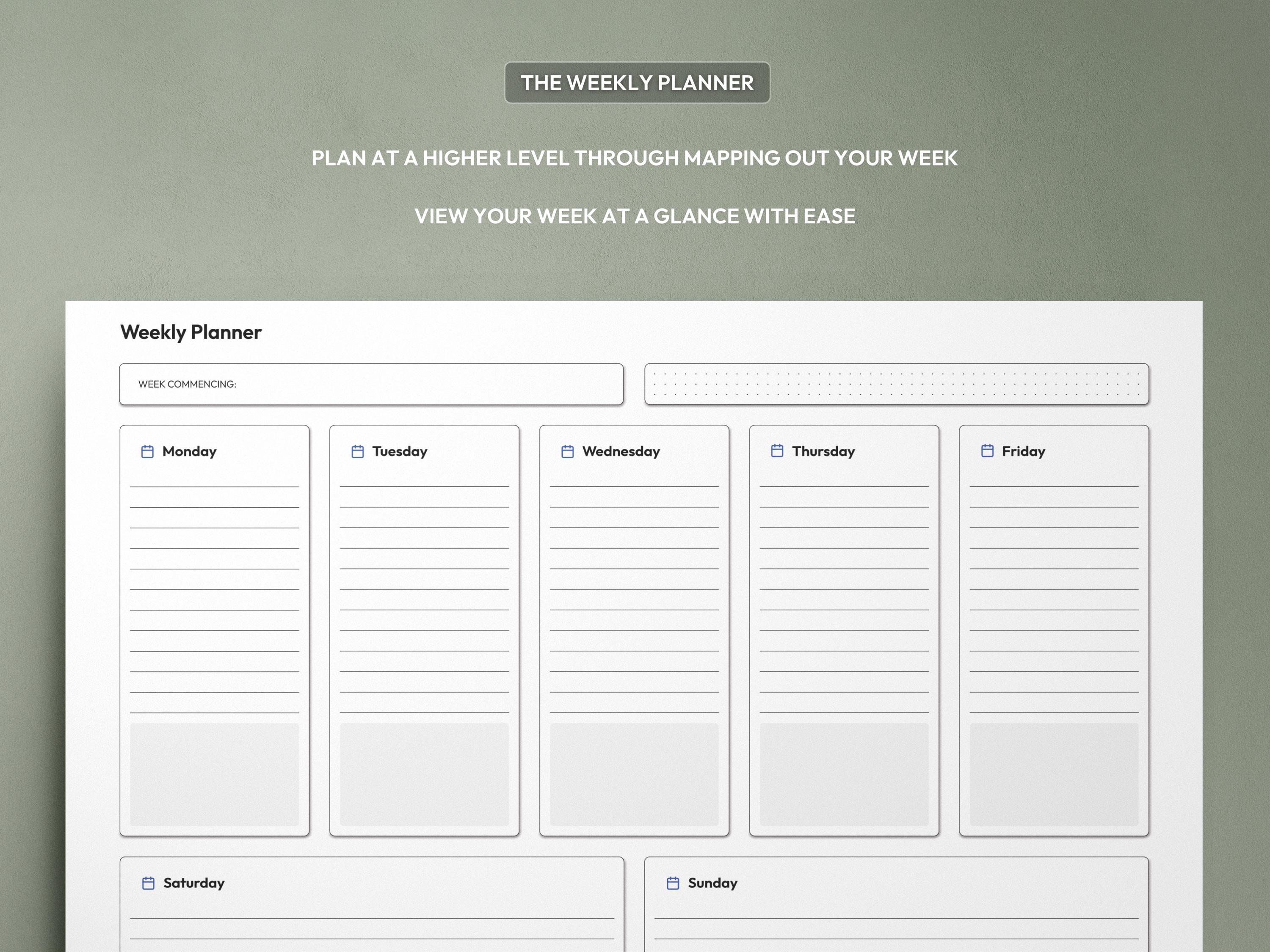 Weekly Planner Printable - PDF Printable, Digital Printable Productive ...
