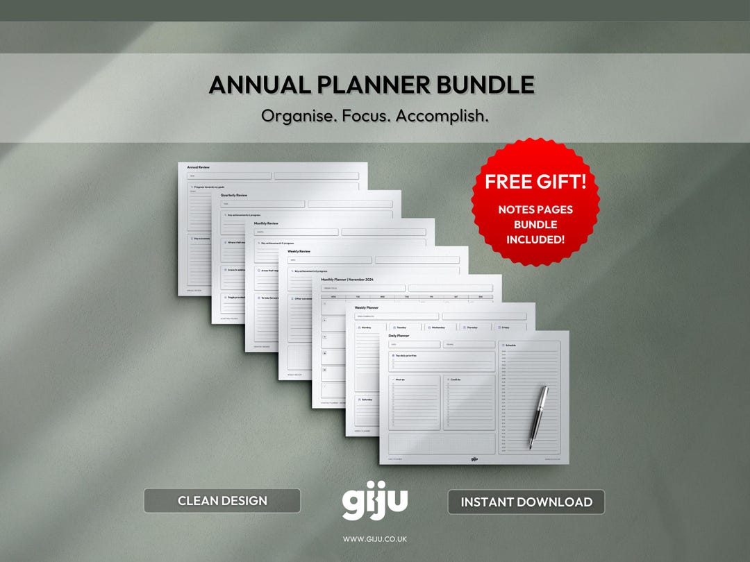 2024 & 2025 Annual Planner Printable Bundle Daily/weekly/monthly ...