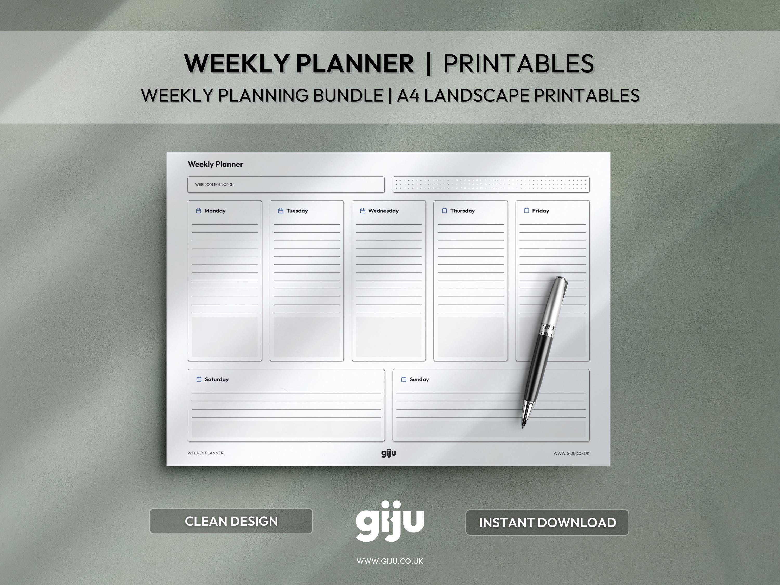Weekly Planner Printable Weekly Planning Templates, PDF Printable ...