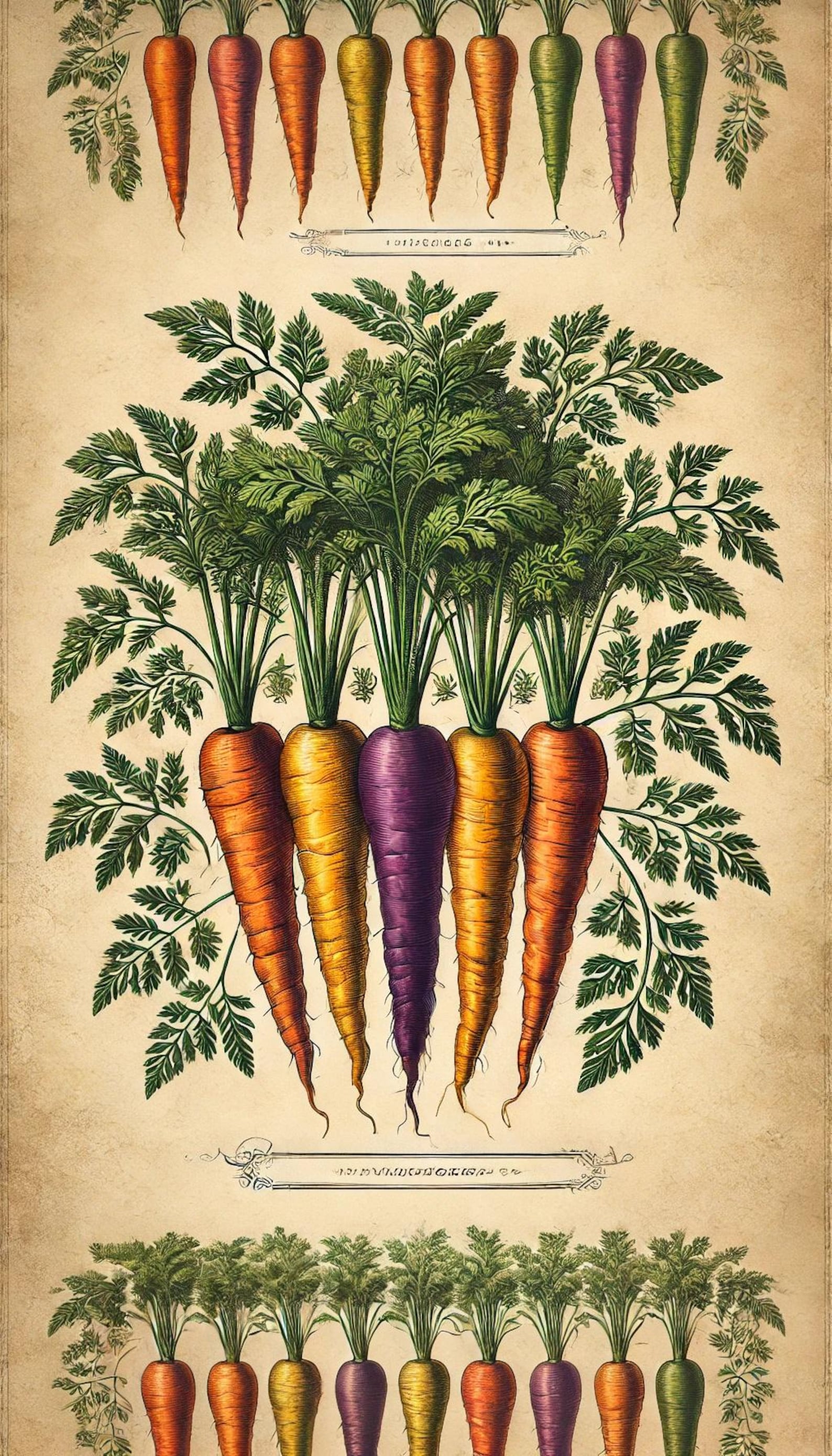 Botanical Carrot Art Print With Labels - Rustic Vintage Style - Etsy