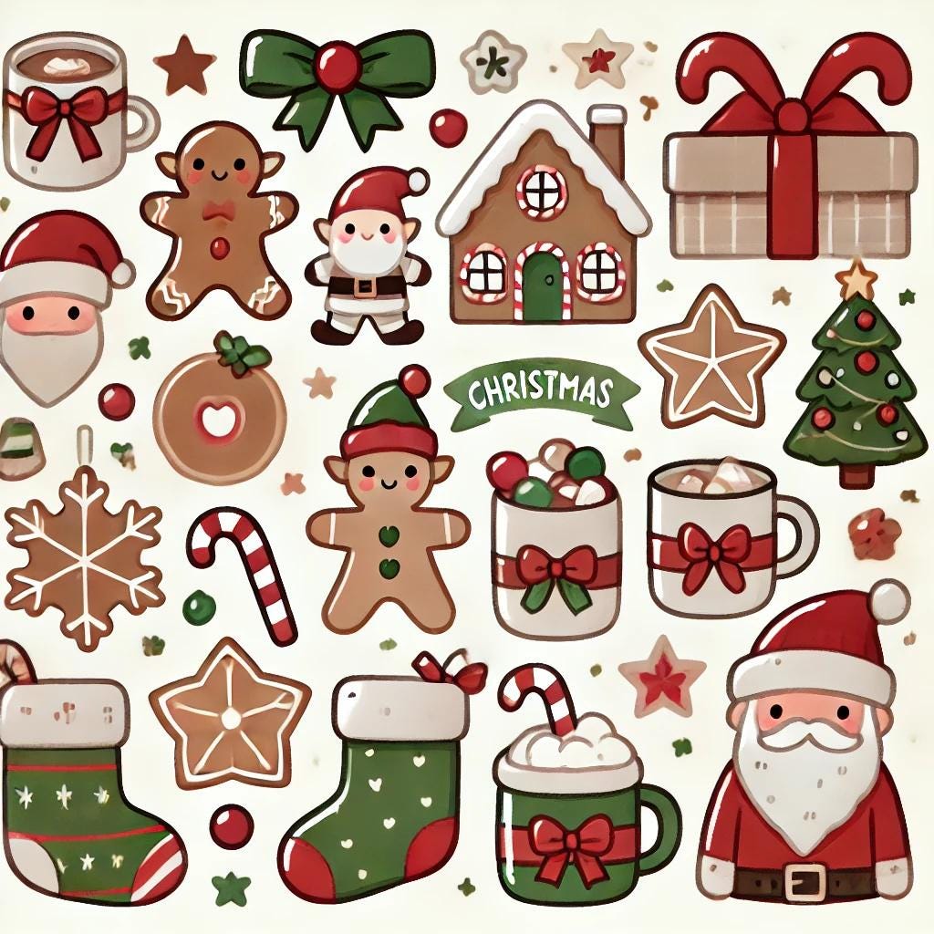 Classic Christmas Sticker Collection Set PNG - Etsy