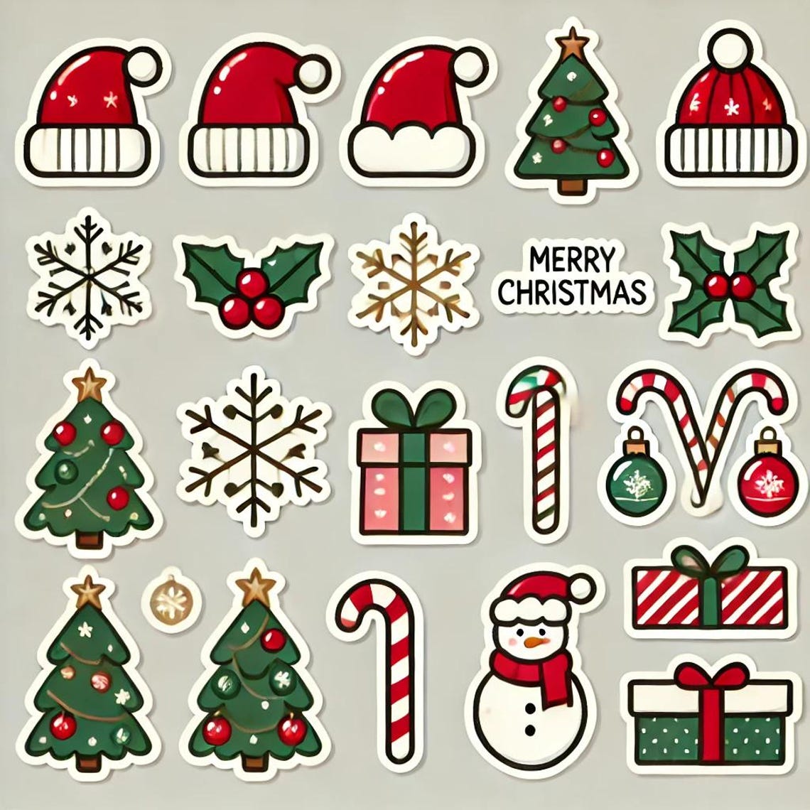 Classic Christmas Sticker Collection Set PNG - Etsy