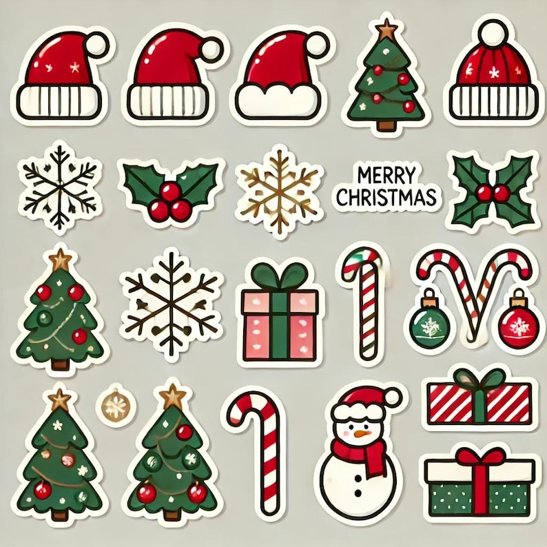 Classic Christmas Sticker Collection Set PNG - Etsy
