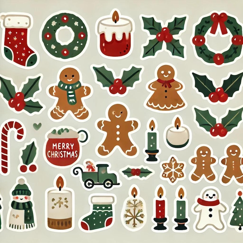Classic Christmas Sticker Collection Set PNG - Etsy