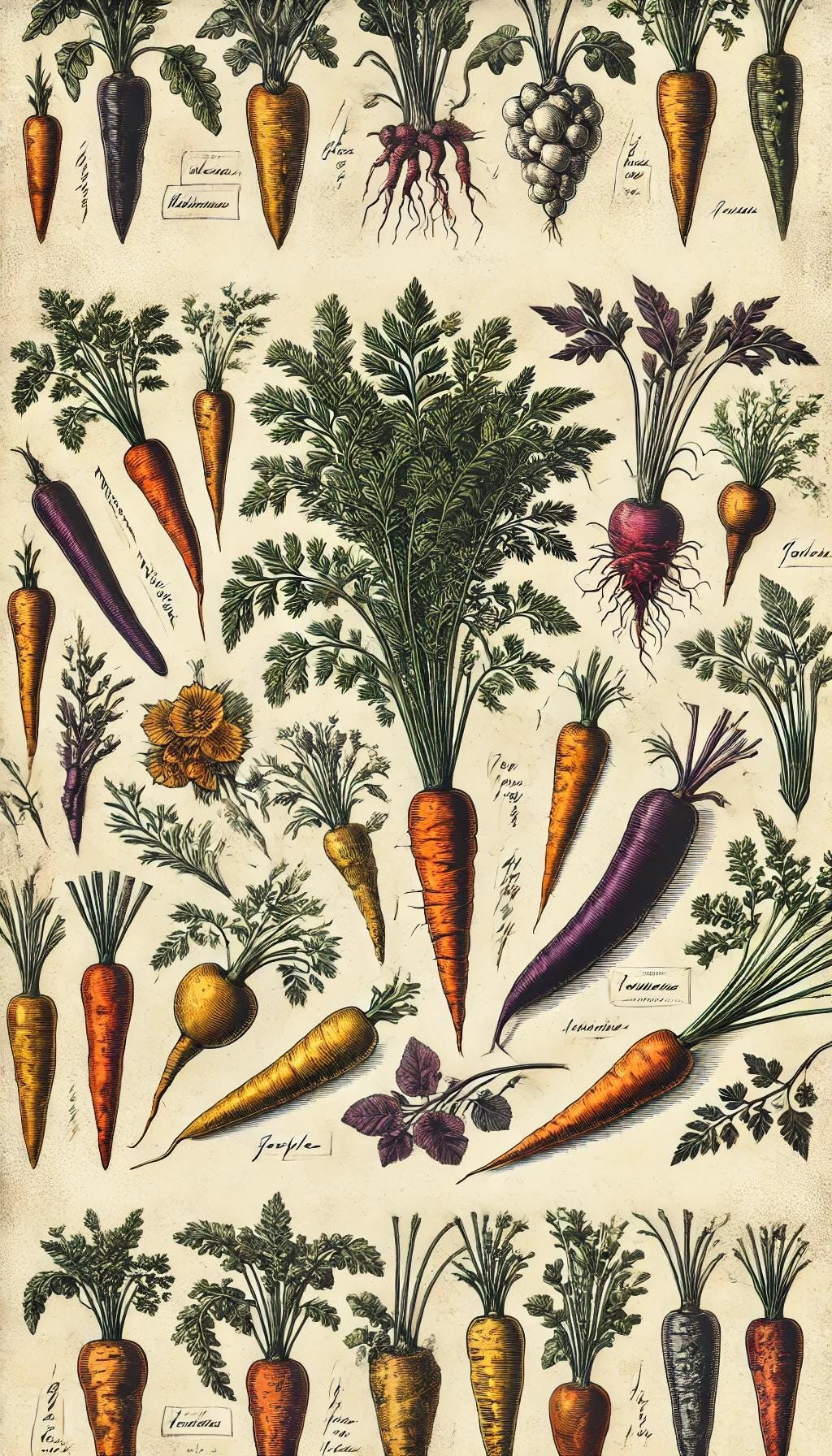 Antique Carrot Collection Print - Farmhouse Kitchen Art - Etsy