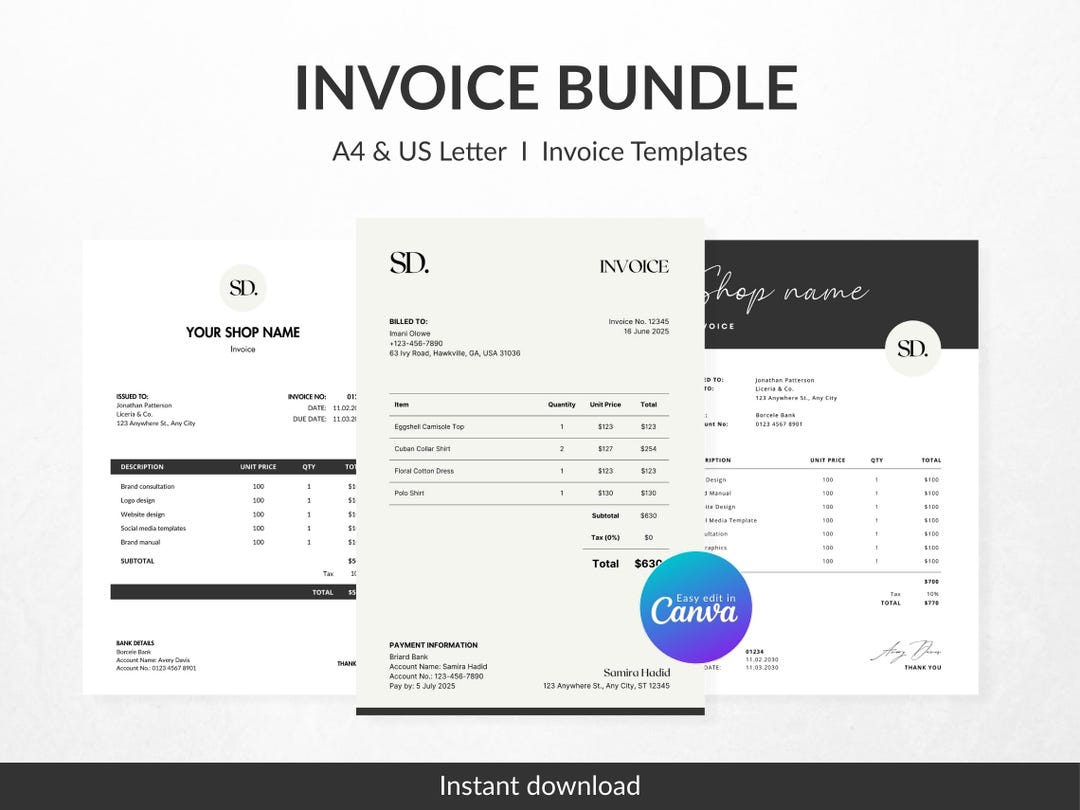 Invoice Templates - Invoice, Edit in Canva, Small Business Template ...