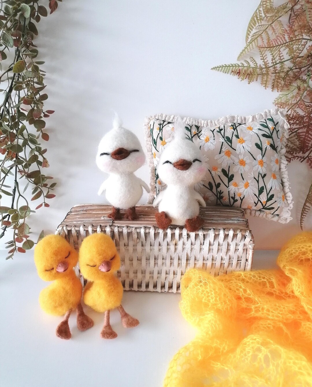 Needle Felted Animal Newborn Props Felted Duck Felt Animals Yellow Duck ...