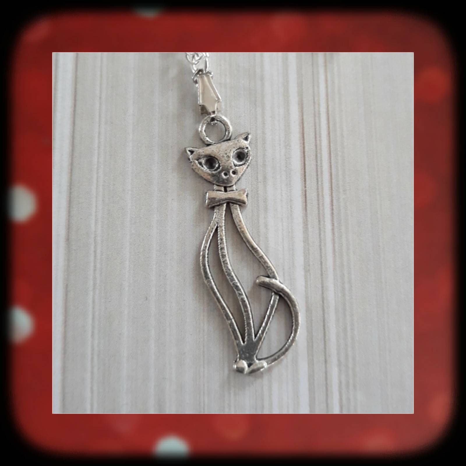 Mee-yow Baby A Bow Tied Silver Cat Charm Necklace on a - Etsy