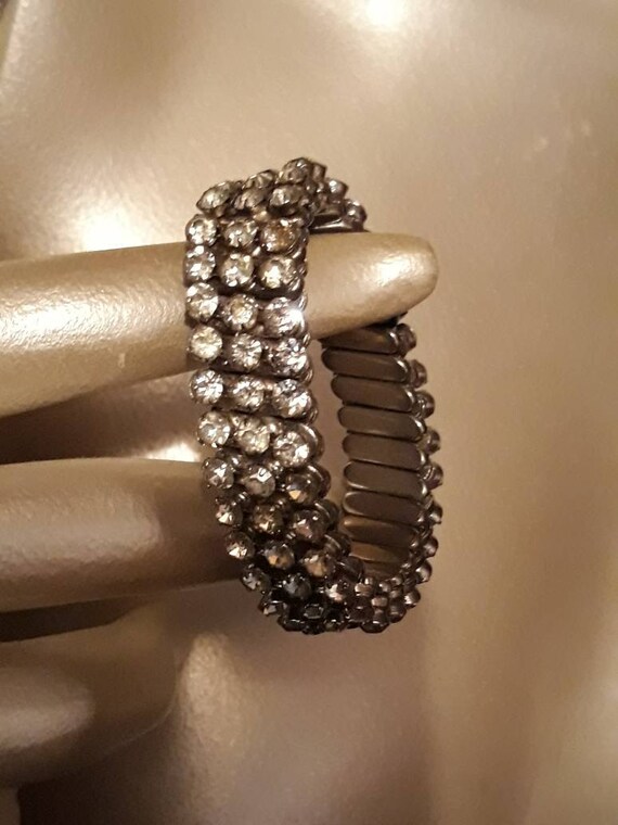 Bling Bling! Vintage 1960's Silver Metal and White Rh… - Gem