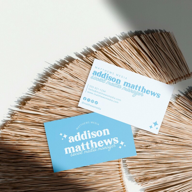 Retro Light Blue Business Card Template, Esthetician Business Card Sky ...