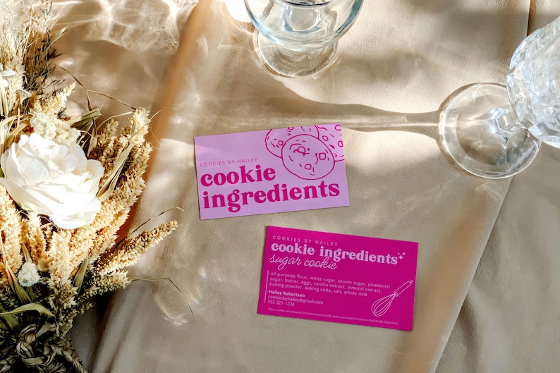 Cookie Ingredients Label Template Canva Cookie Business Card Cookie ...