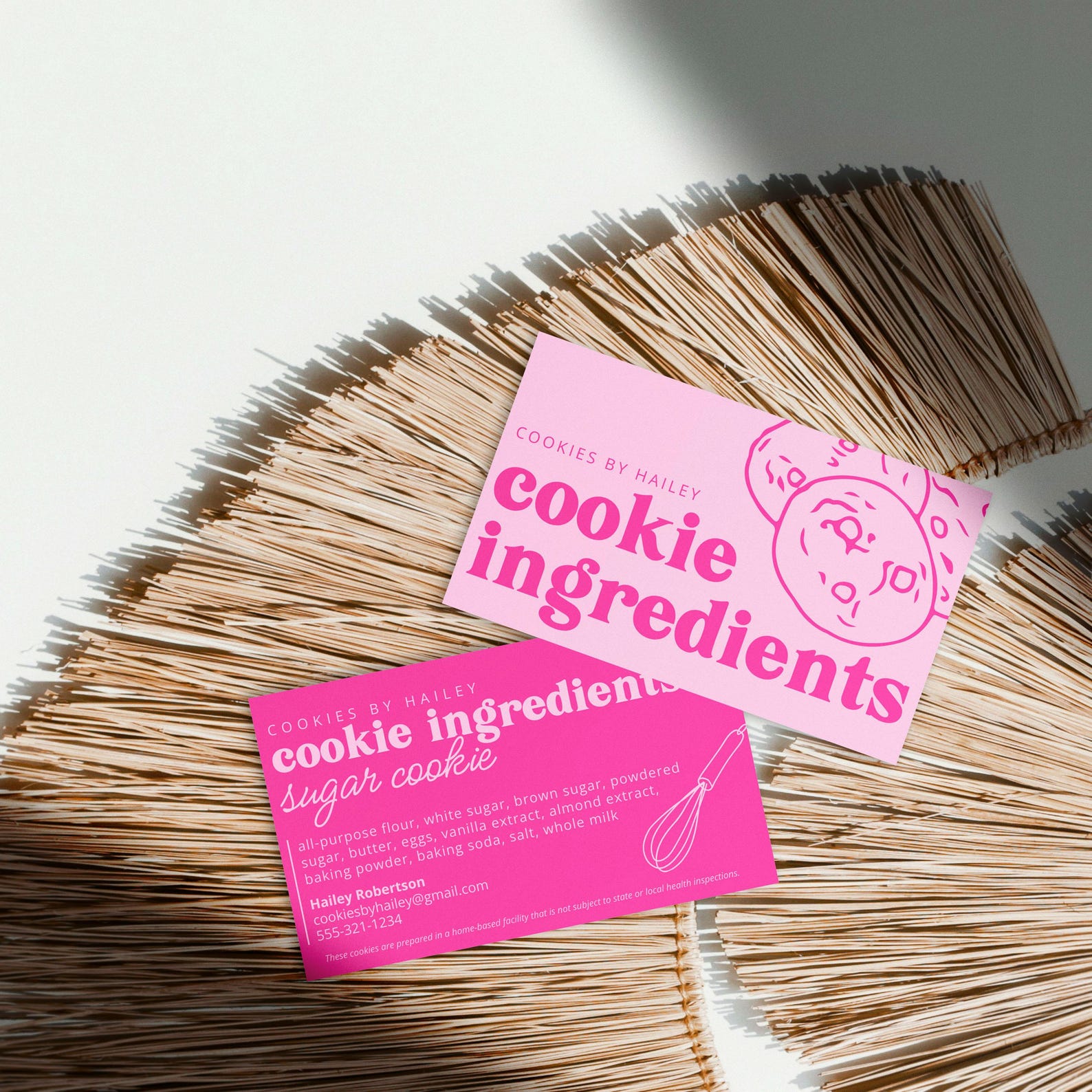 Cookie Ingredients Label Template Canva Cookie Business Card Cookie ...