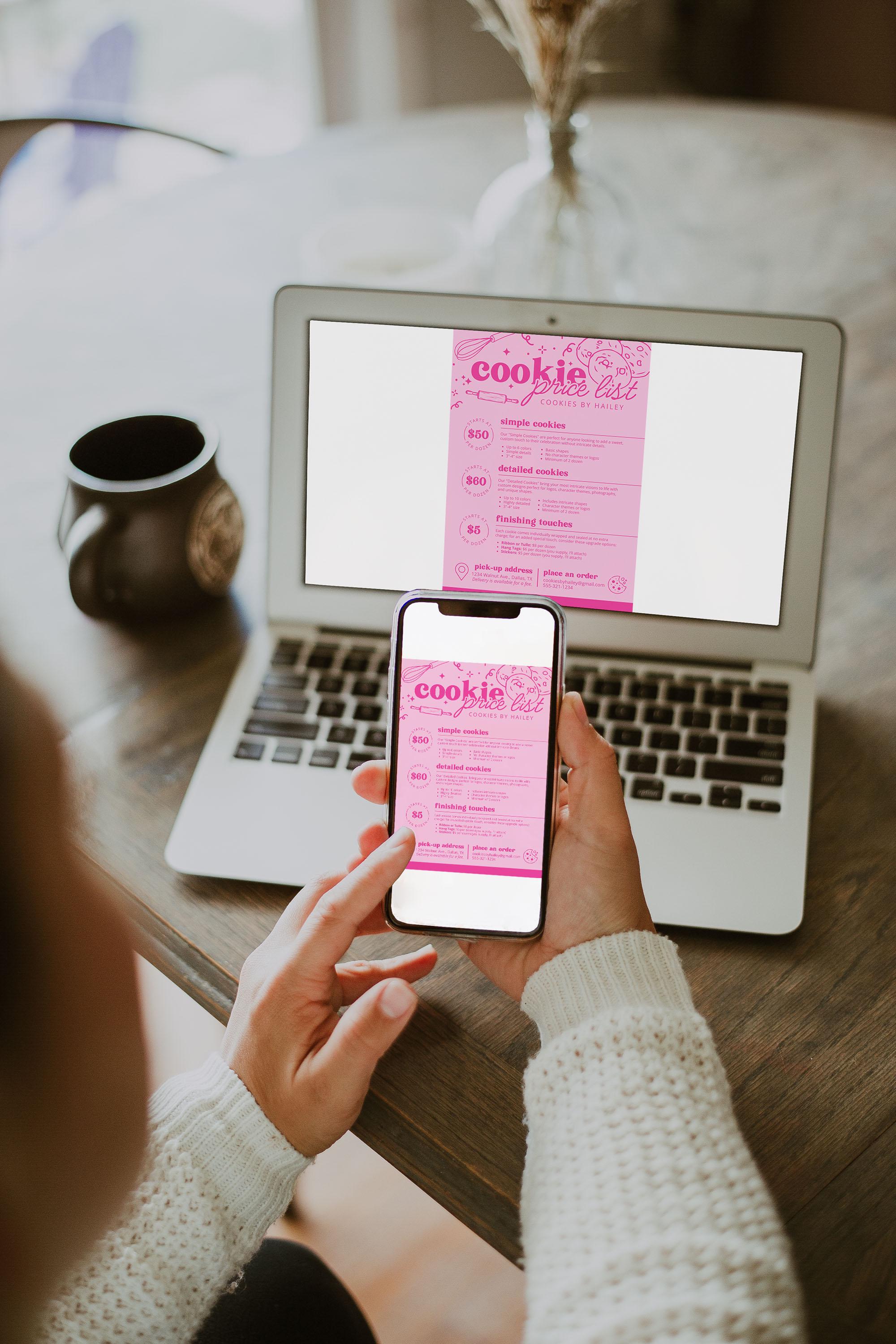 Cookie Price List Template Cookie Business, Small Business Cookie Price ...