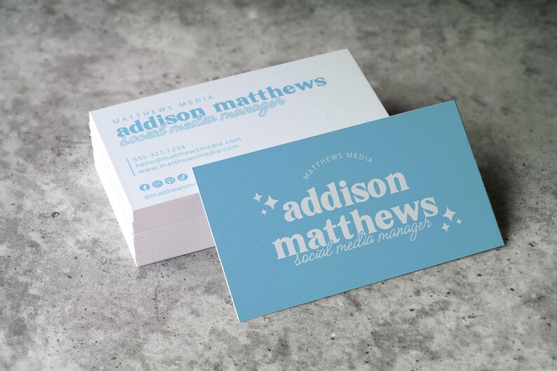 Retro Light Blue Business Card Template, Esthetician Business Card Sky ...